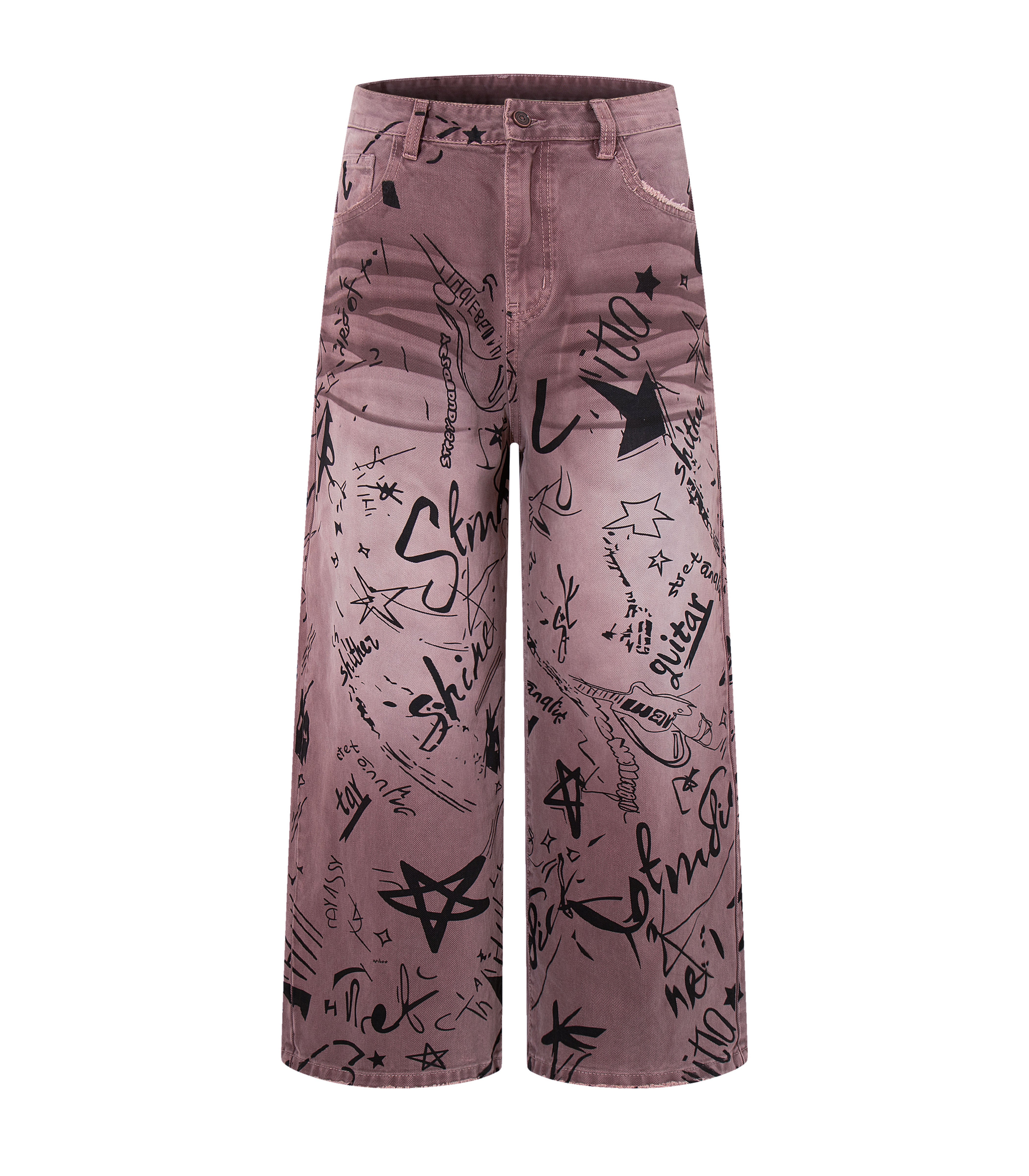 Maroon Graffiti Denim | Streetwear Wide Leg Denim | UNDEVELOPED